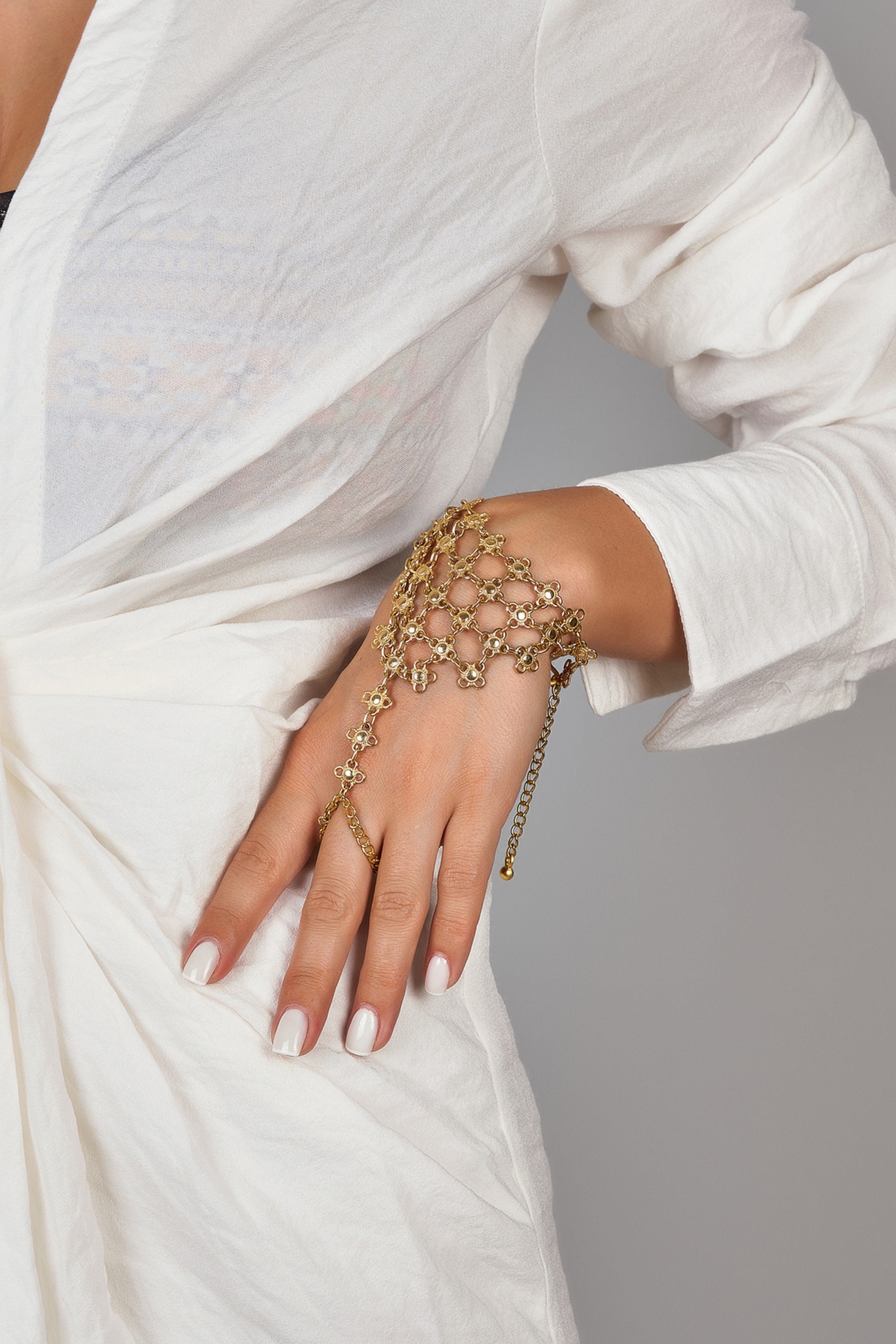 Hand Bracelet Hand Chain Ring Attached to Bracelet Hand | Etsy