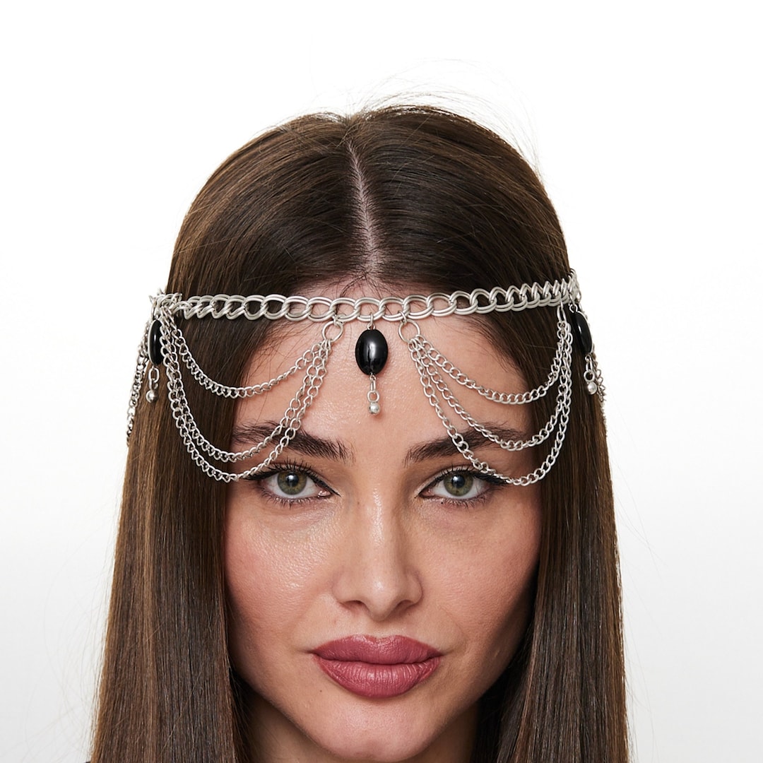 Elegant Chain Headpiece | Boho Statement Head Jewelry | Chunky Metallic ...