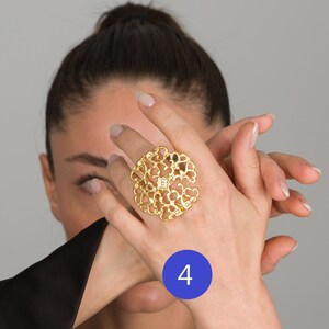 Adjustable Large Rings, Gold Statement Rings, Boho Style Big Rings ...