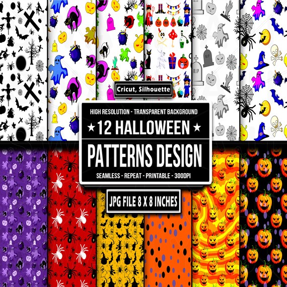 Seamless Halloween Pattern Design 12 Halloween Patterns - Etsy