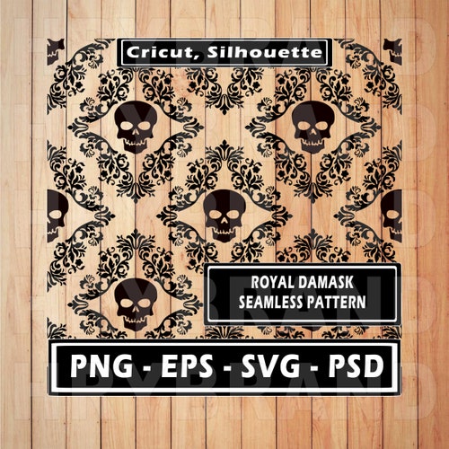 Skull Damask Seamless Pattern With 6 Svg Free Print Floral - Etsy