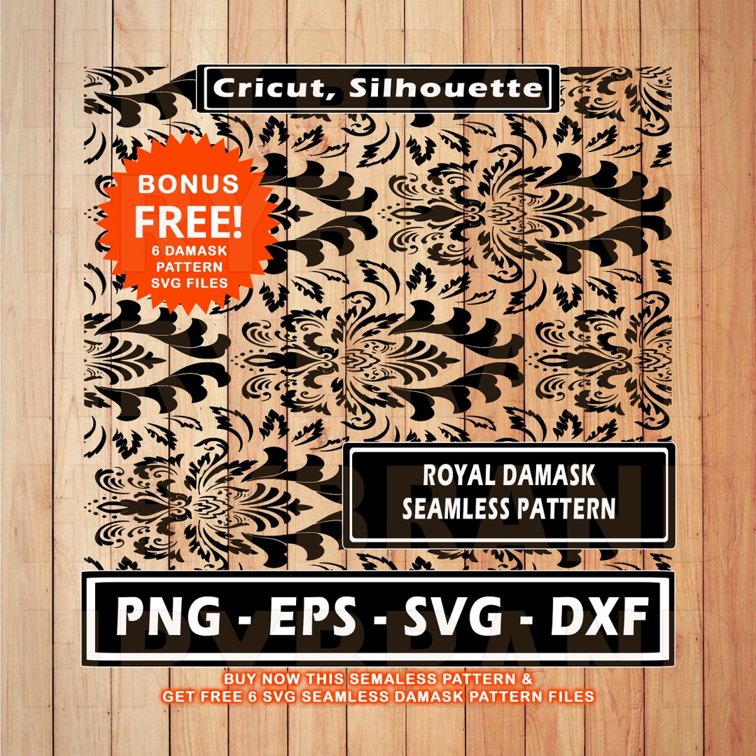 Seamless Damask Pattern Vector Svg Now Get 6 Svg Free Damask - Etsy