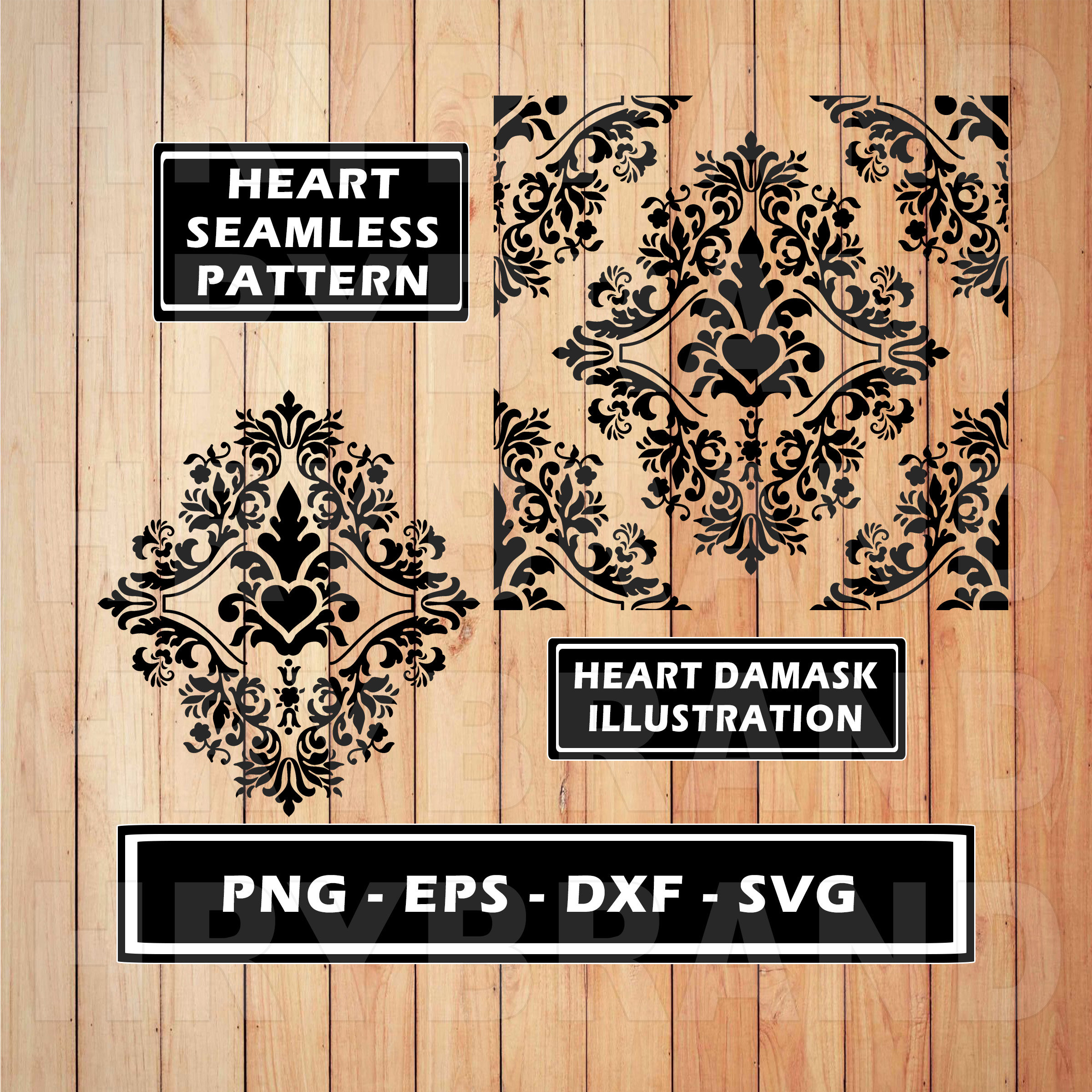 Damask Seamless Pattern Seamless Heart Damask Pattern Print - Etsy UK