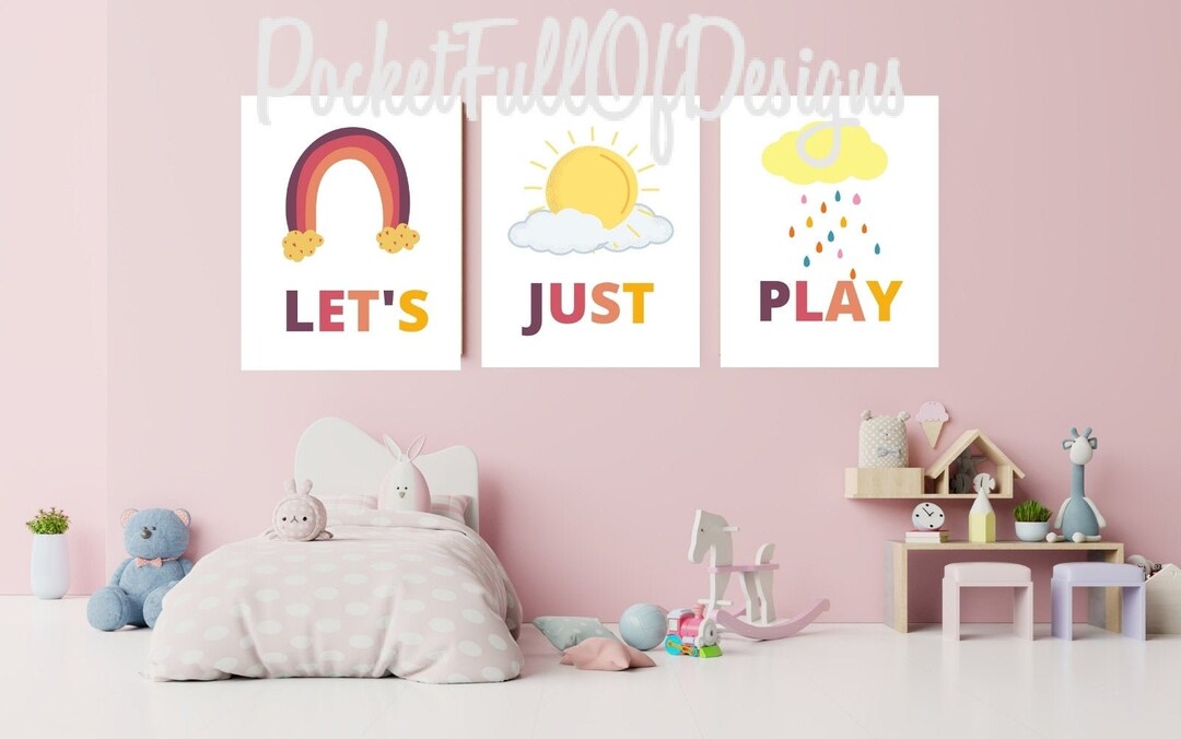 Let's Just Play Playroom Decor, Set of 3 8x10 Printable Posters, Kids ...