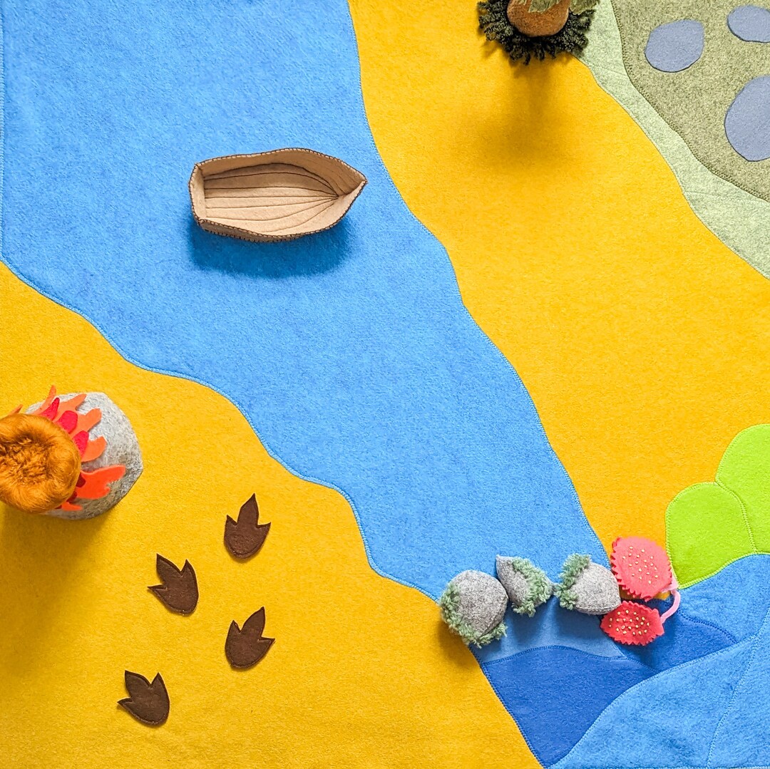 Felt Pirate Play Mat, Beach Play Scene With Palm, Mountain, Island ...