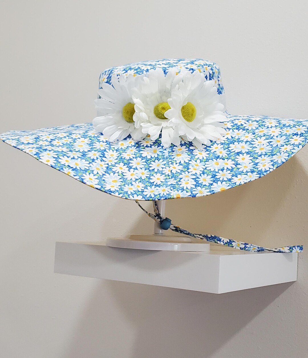 Daisy Print Wide Brim Sun Hat: Custom Cotton Tea Party Hat - Etsy