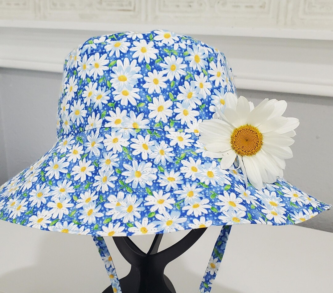 Daisy Sun Hat: Wide Brim, Reversible Cotton Beach Garden Hat - Etsy