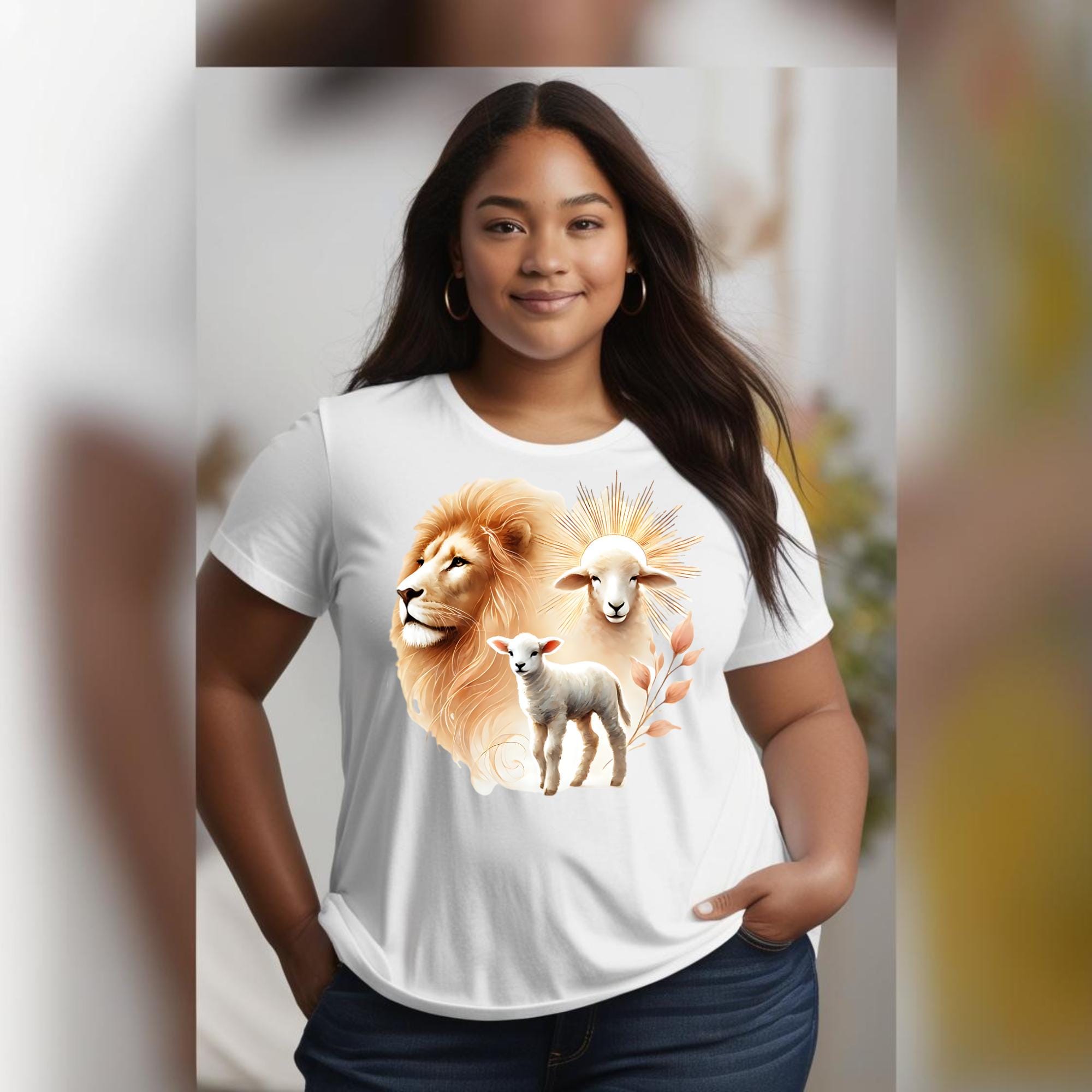 Lion and the Lamb Christian Watercolor PNG | Holy Trinity Ethereal ...