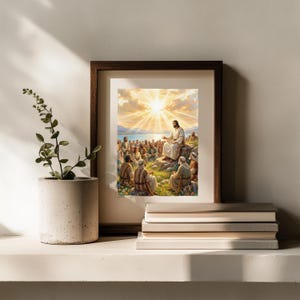 Sermon on the Mount Watercolor Painting Printable Download, Jesus Art ...