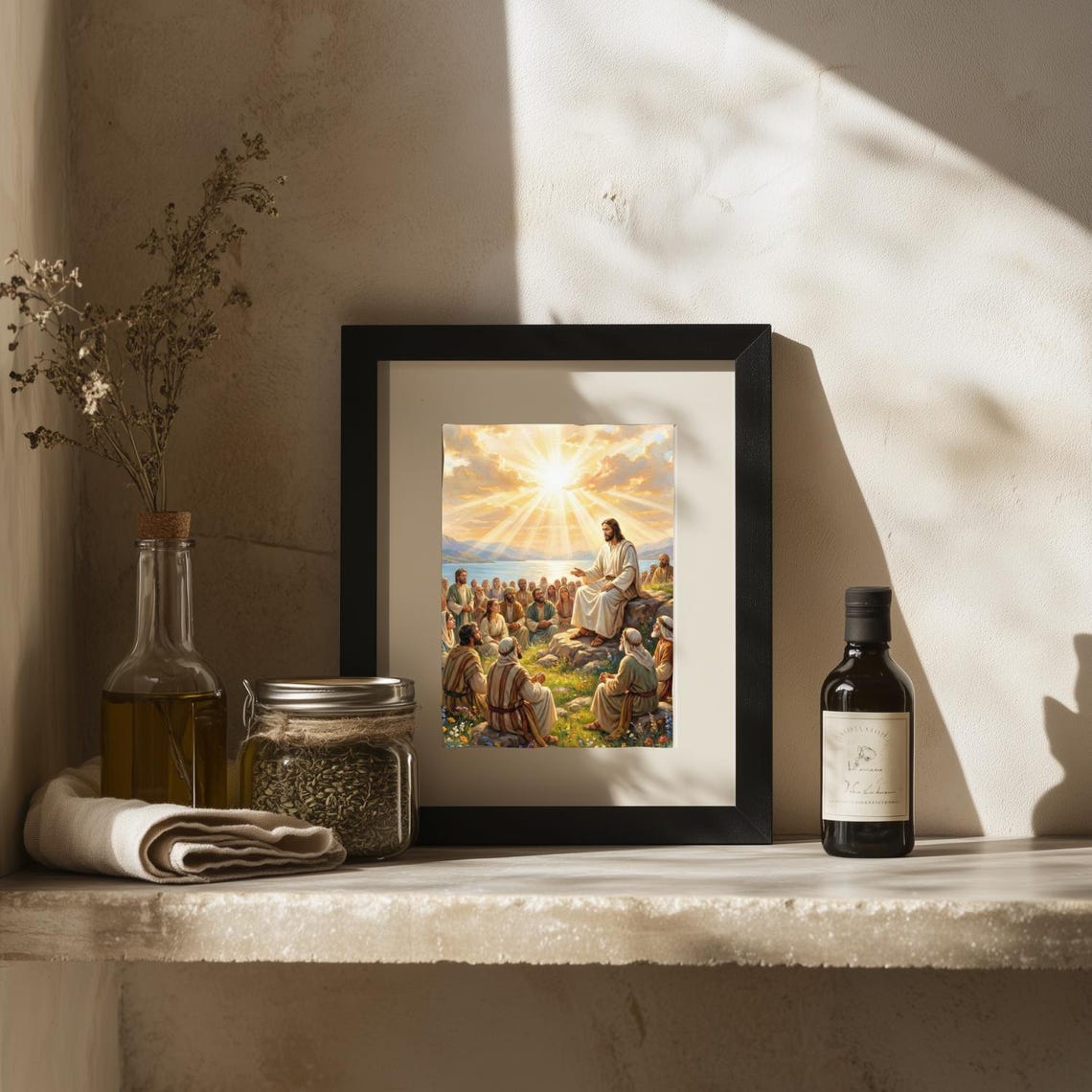 Sermon on the Mount Watercolor Painting Printable Download, Jesus Art ...
