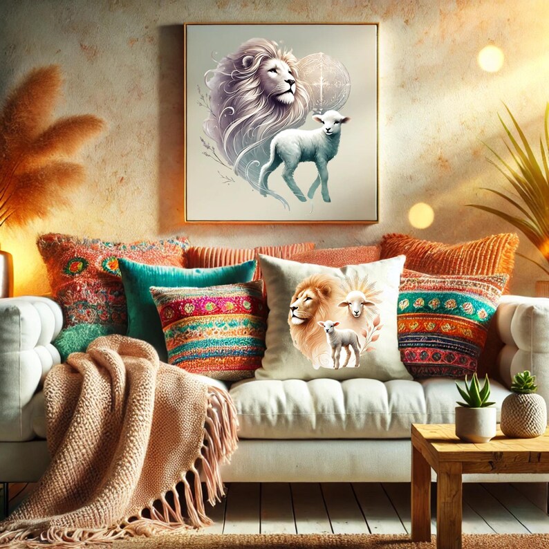Lion and the Lamb Christian Watercolor PNG | Holy Trinity Ethereal ...