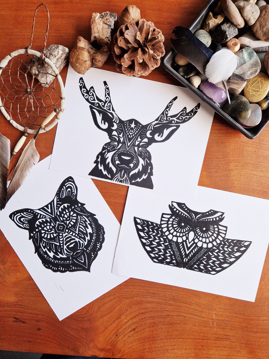 Tótems de animales tótem de animales búho ciervo lobo - Etsy México