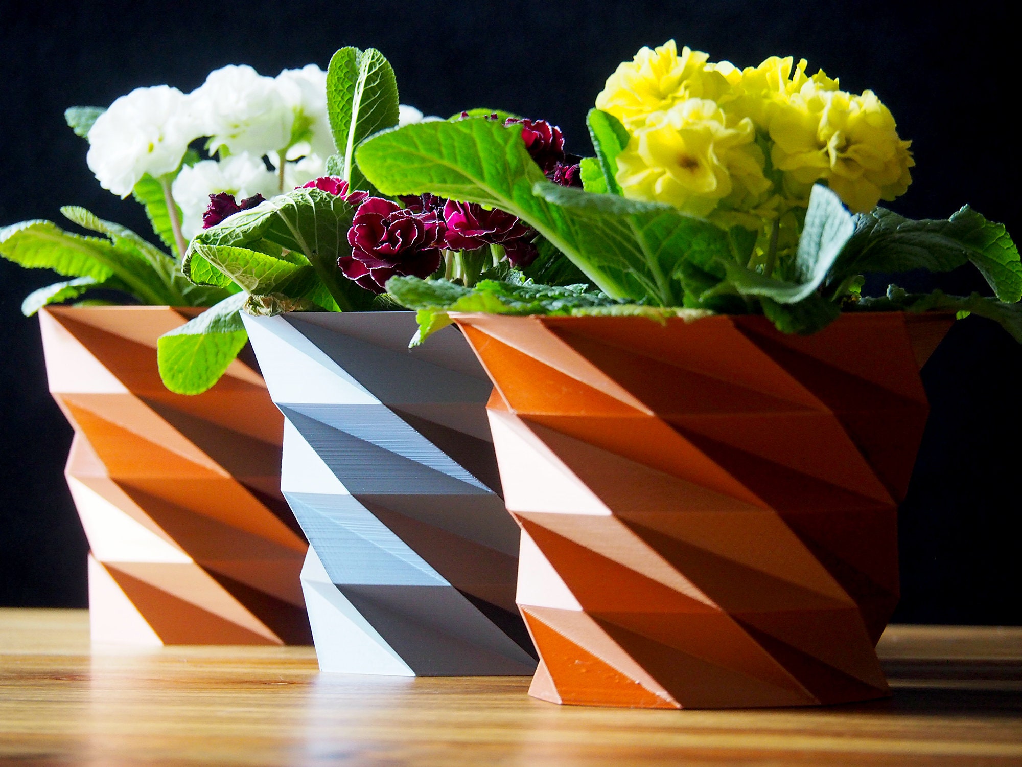 Beautiful Set of 3 Low Poly Plant Pots / Environmentally | Etsy