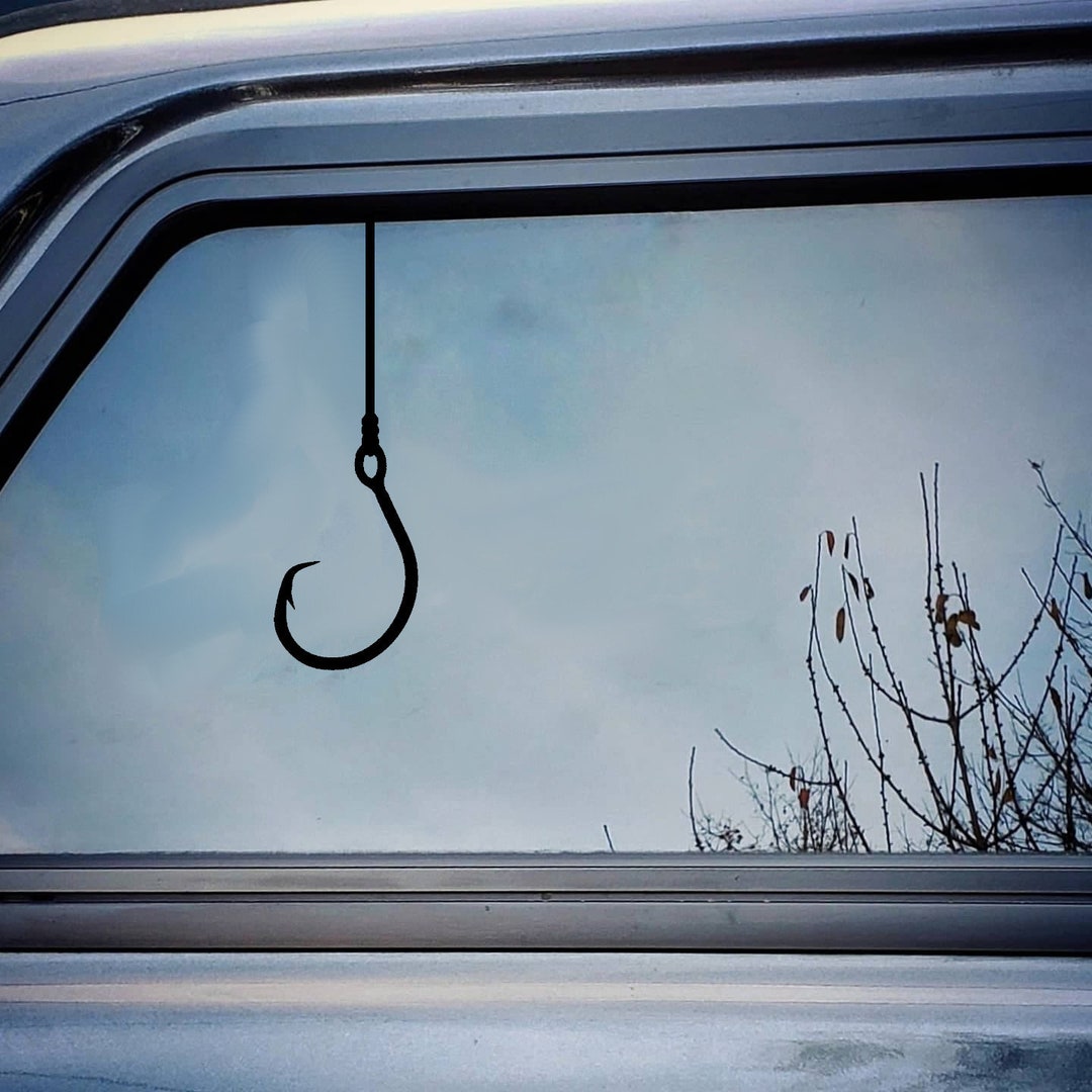 Hanging Fishing Hook Decal, Car Decal, Fishing Gift for Men, Fishing ...