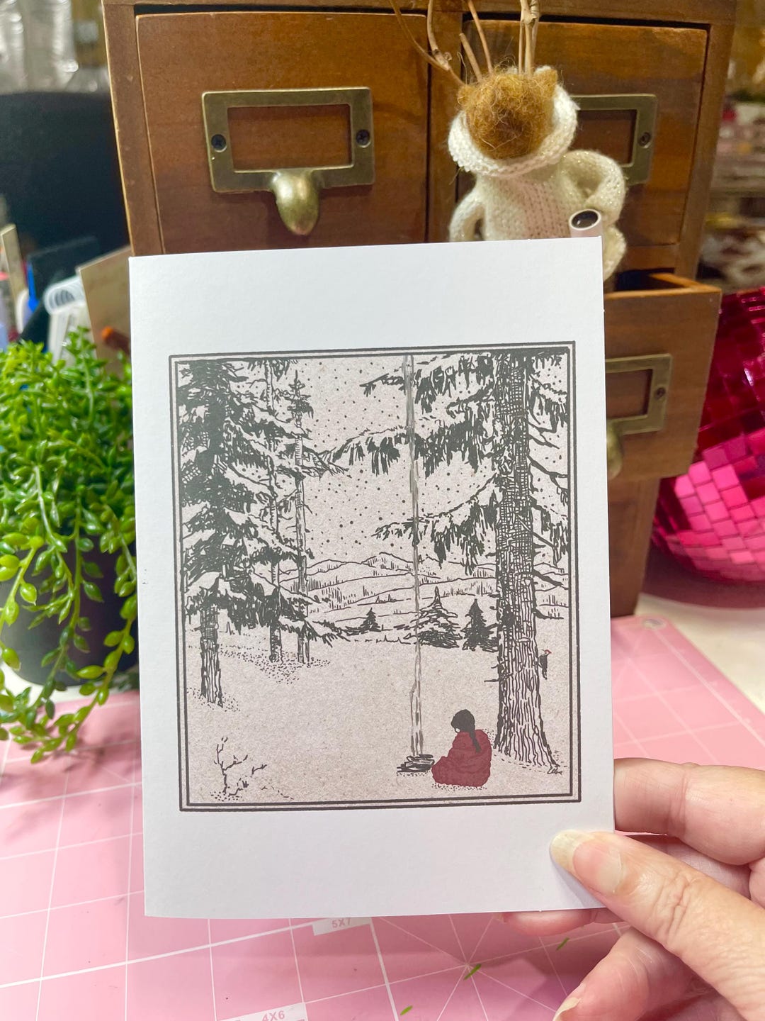 Native Girl in the Woods Greeting Card, Indigenous Art Stationery - Etsy