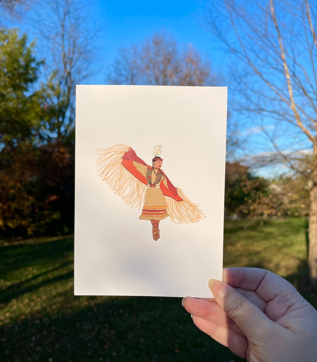 Native American Fancy Dancer Art Card, Native American Powwow Dancer ...