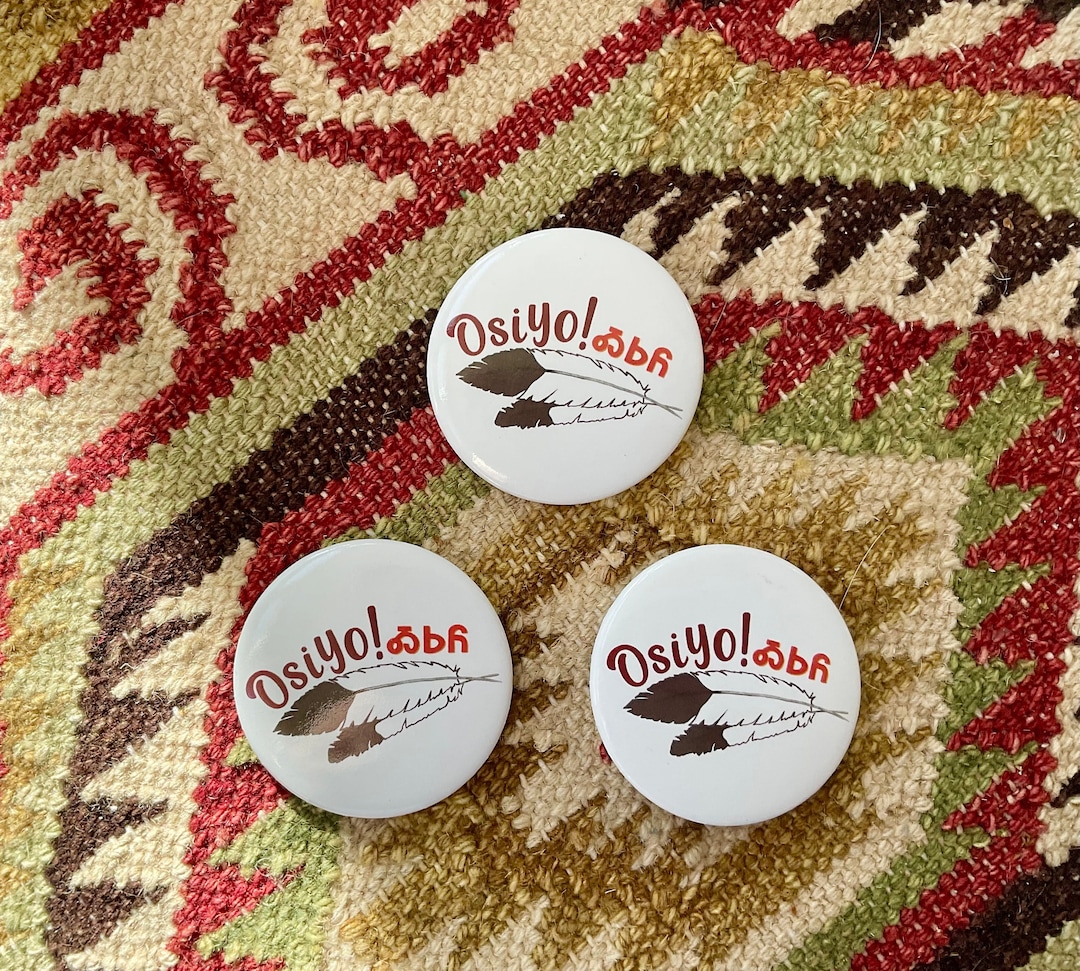 Osiyo Pin/button Set of 3, Osiyo Cherokee Hello Pinback Buttons 3 Set ...
