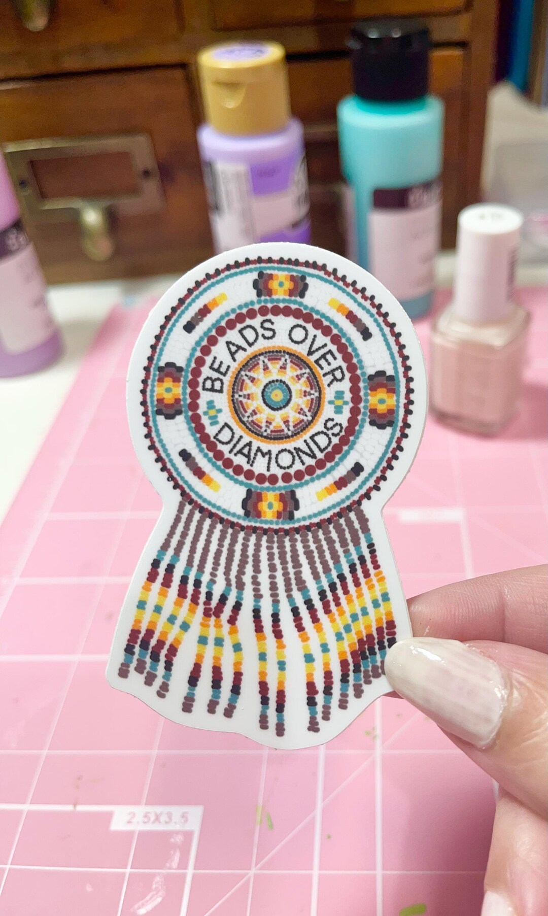 Beads Over Diamonds Sticker, Native American Beading Decal, Celebrating ...