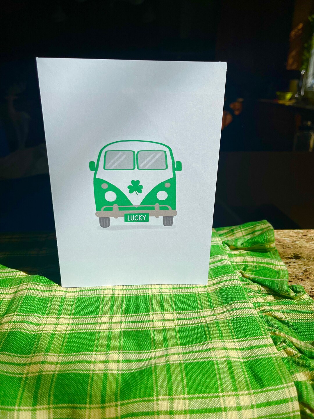 Lucky Van St Patrick’s Day Card, Shamrock Vanlife Clover Card - Etsy