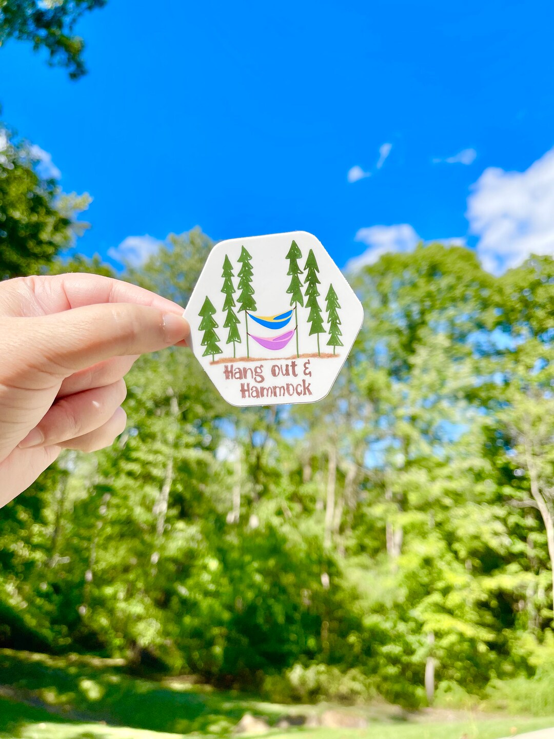 Hang out & Hammock stickerWaterproof Vinyl stickerHexagon Hammock ...