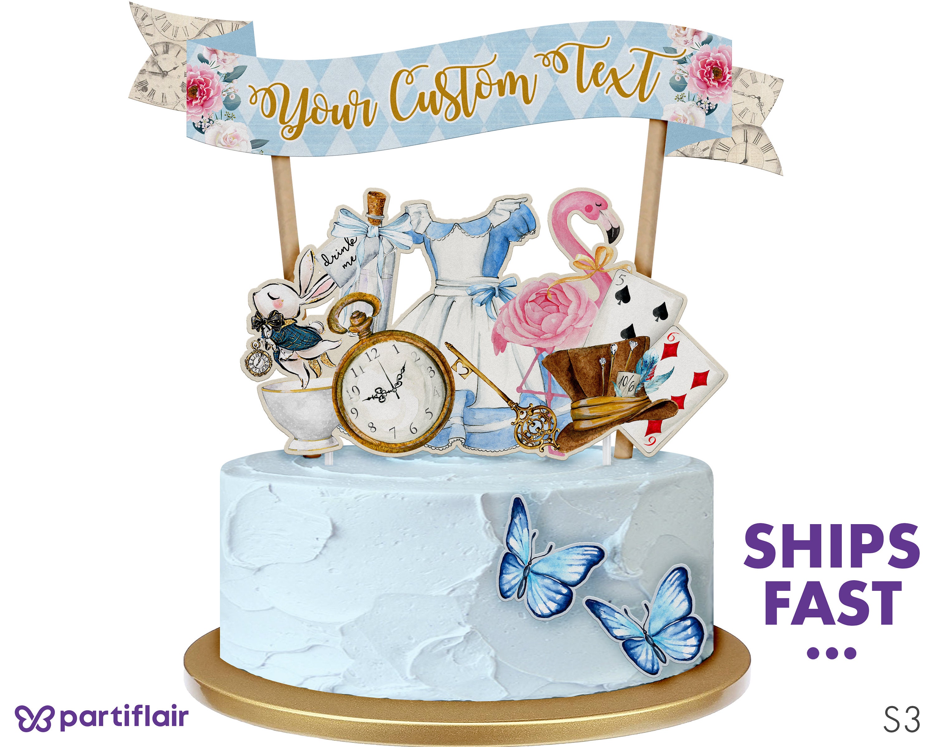 Banners & Signs Paper & Party Supplies Alice in wonderland cake topper ...