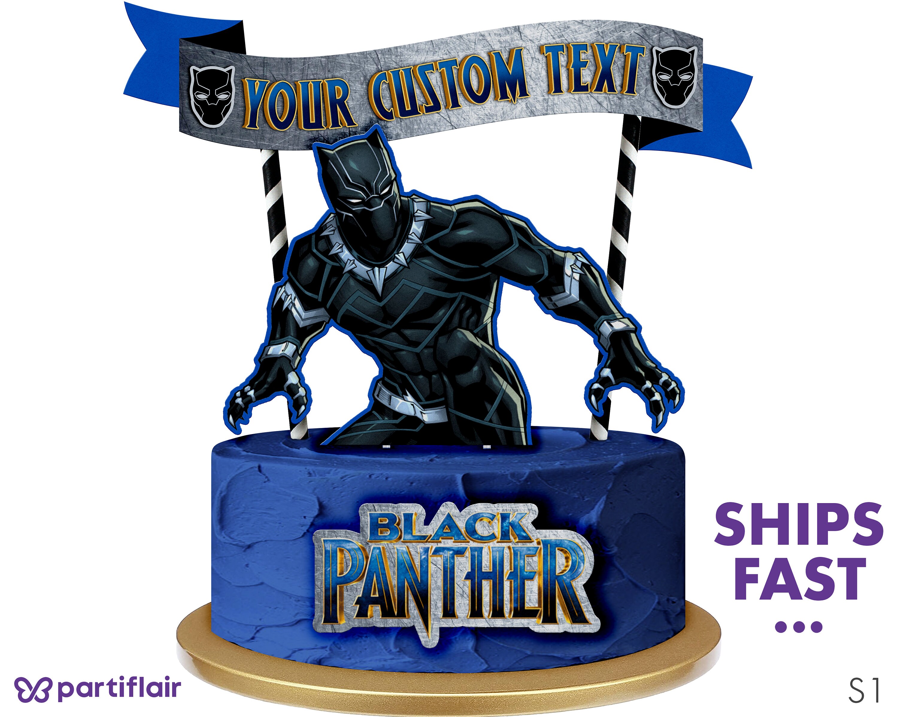 Party Supplies edible cake photo Black panther party superhero decor ...
