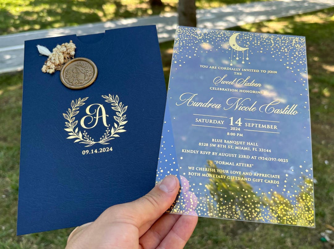 Starry Night Themed Sweet 16 Invitation, Starry Night Invitation, Sweet ...