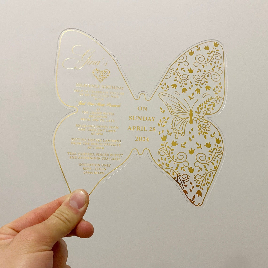 Gold Foil Butterfly Plexiglass Invitation, Powder Envelope, Wax Seal - Etsy