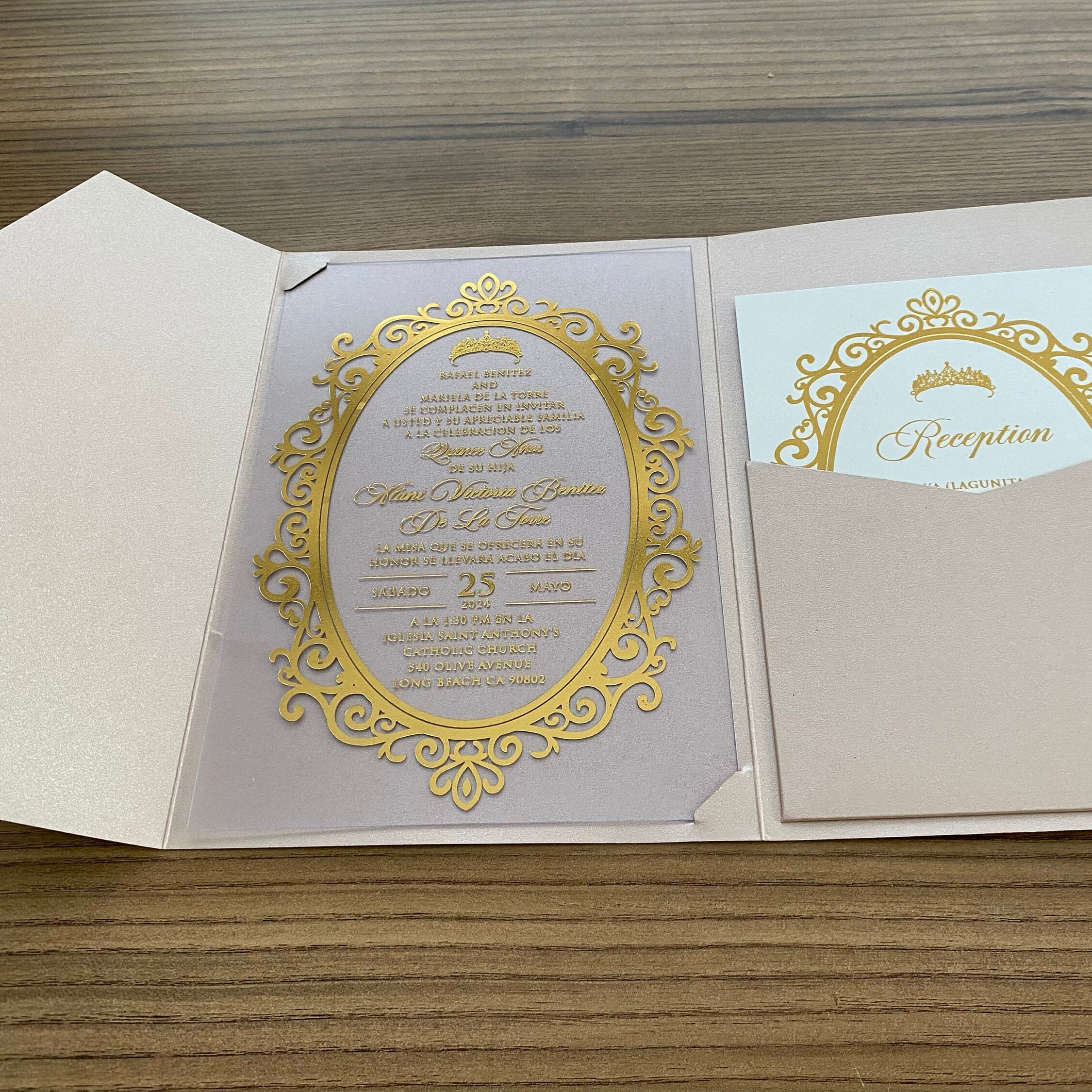 Quince Años Invitation, Acrylic Quinceañera Invitation, Gold Foil ...