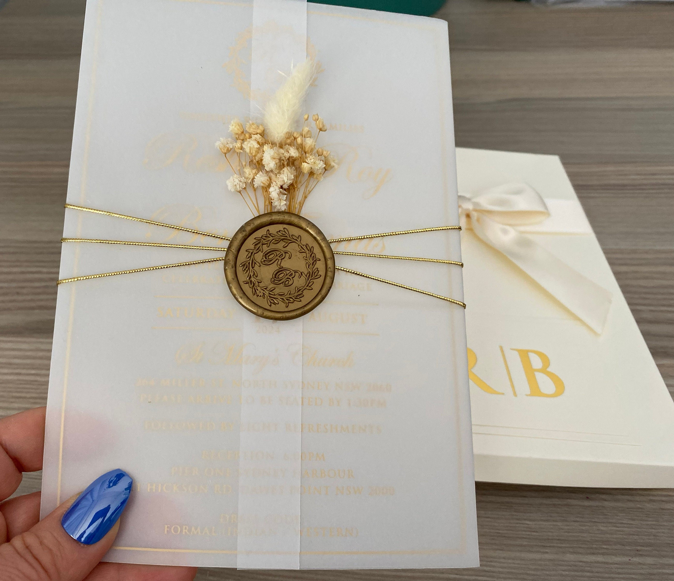 Ivory Invitation Box, Boxed Invitation, Invitation Box With Ribbon and ...