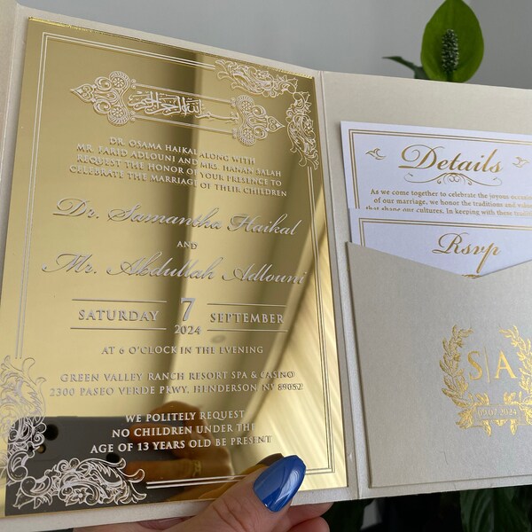 Gold Invitation - Etsy