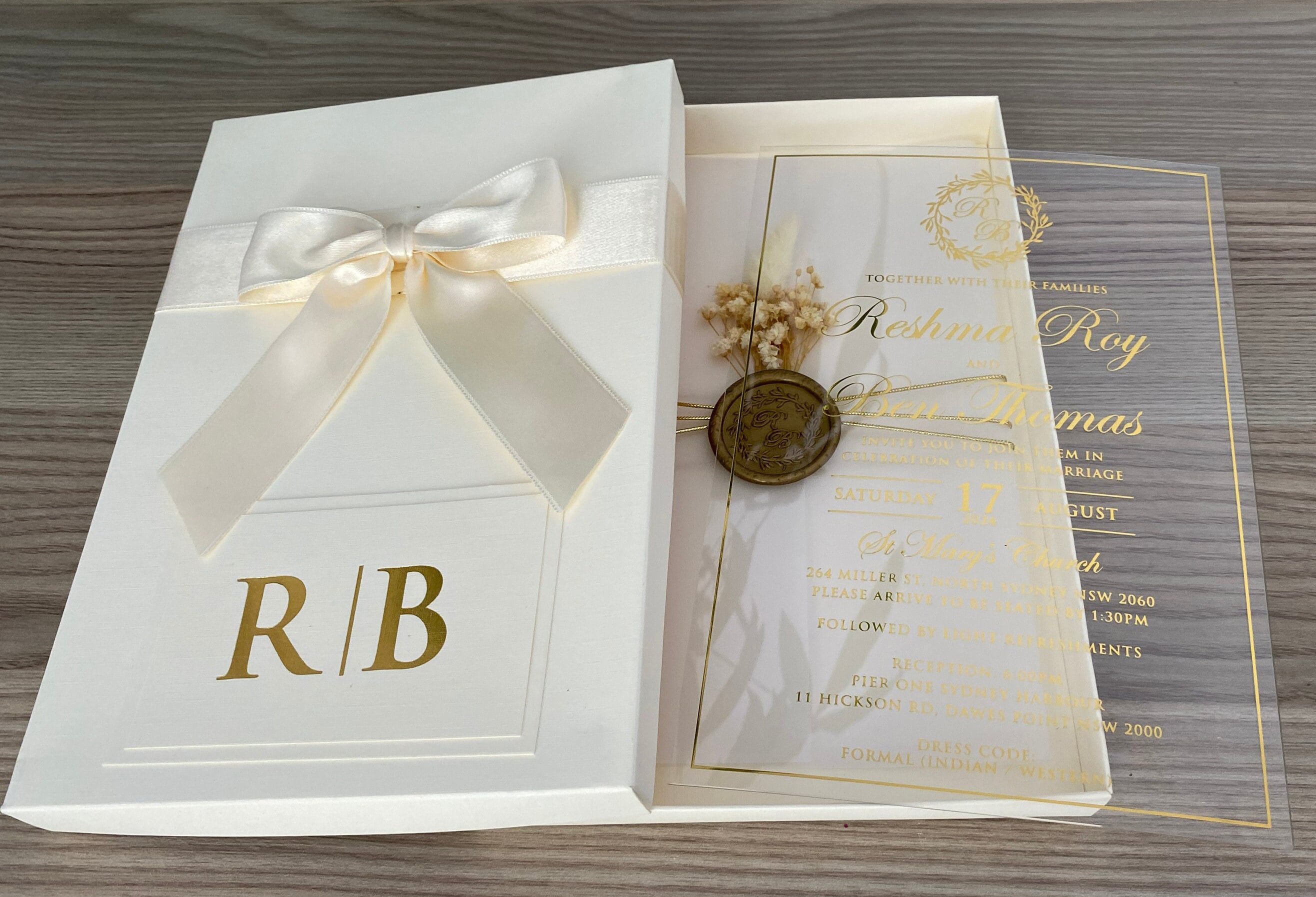 Ivory Invitation Box, Boxed Invitation, Invitation Box With Ribbon and ...