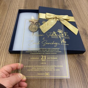 Boxed Invitation, Navy Blue Boxed Wedding Invitation, Box With Ribbon ...