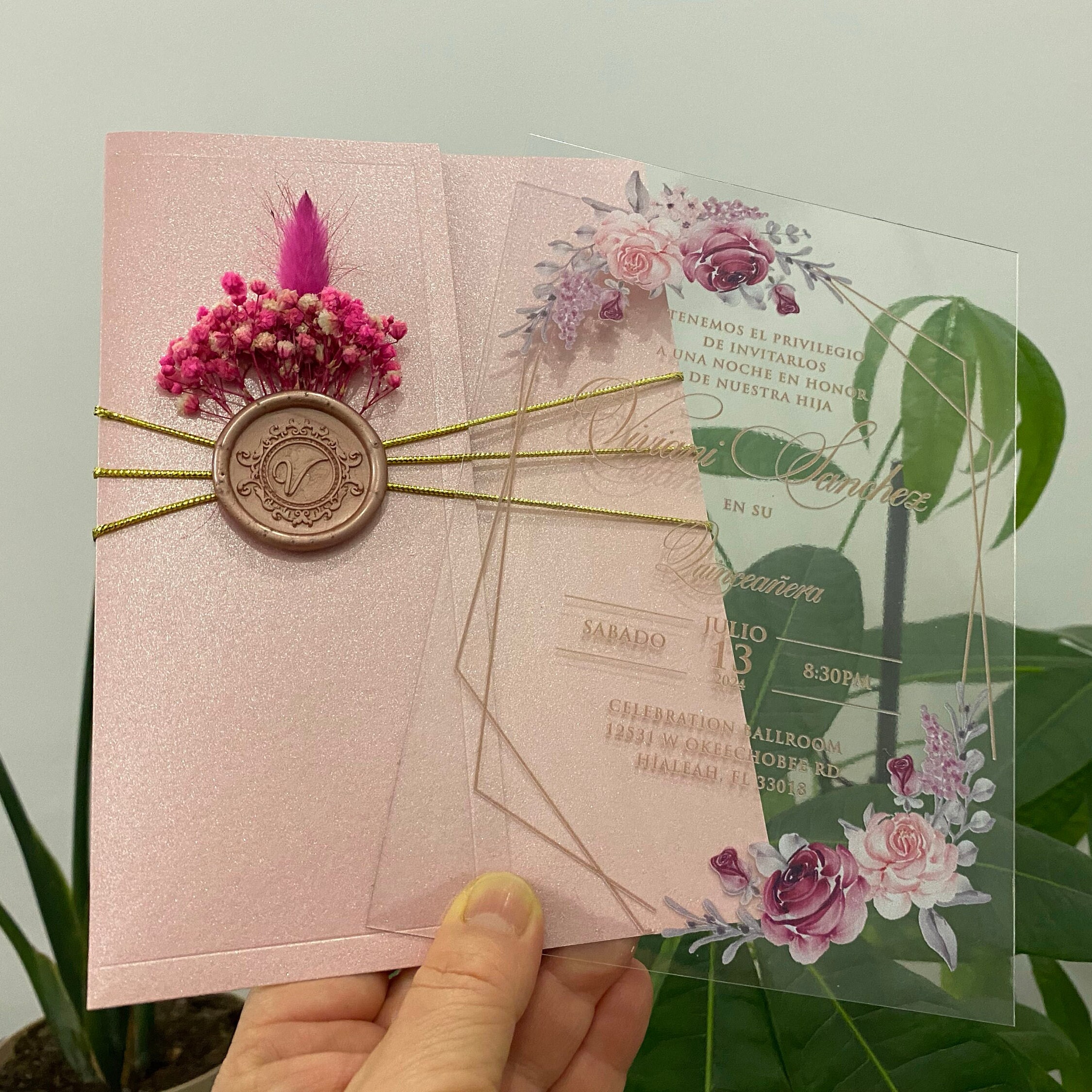 Quinceañera, Pink Floweral Invitation, Quince Invitation, Rose Floral ...