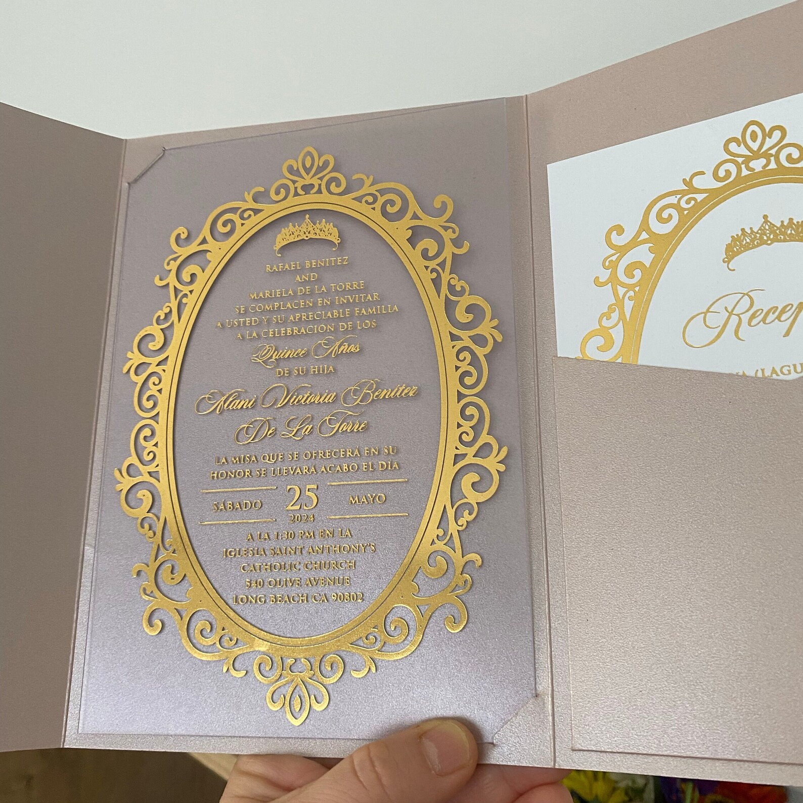 Quince Años Invitation, Acrylic Quinceañera Invitation, Gold Foil ...