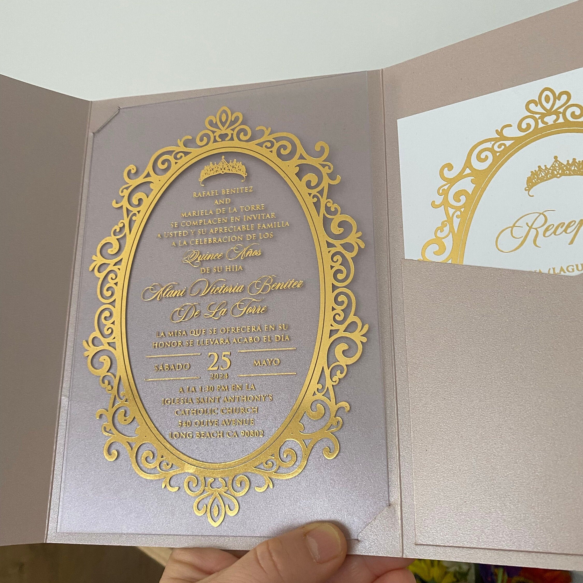 Quince Años Invitation, Acrylic Quinceañera Invitation, Gold Foil ...