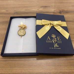 Boxed Invitation, Navy Blue Boxed Wedding Invitation, Box With Ribbon ...