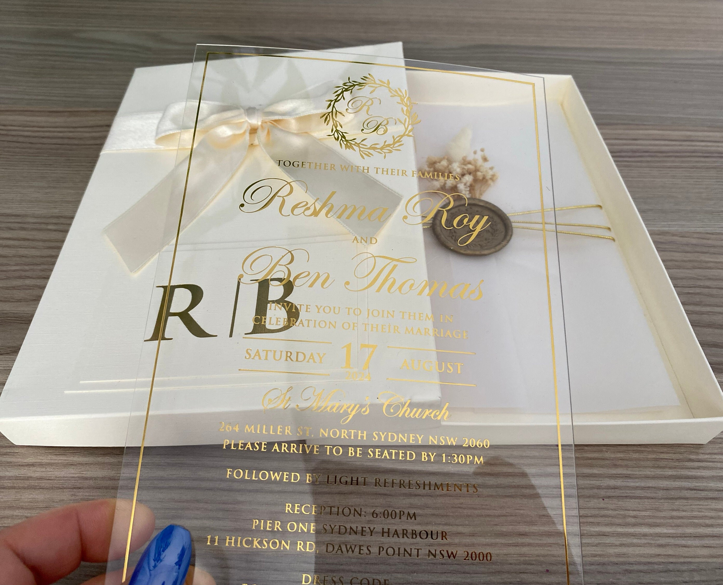 Ivory Invitation Box, Boxed Invitation, Invitation Box With Ribbon and ...