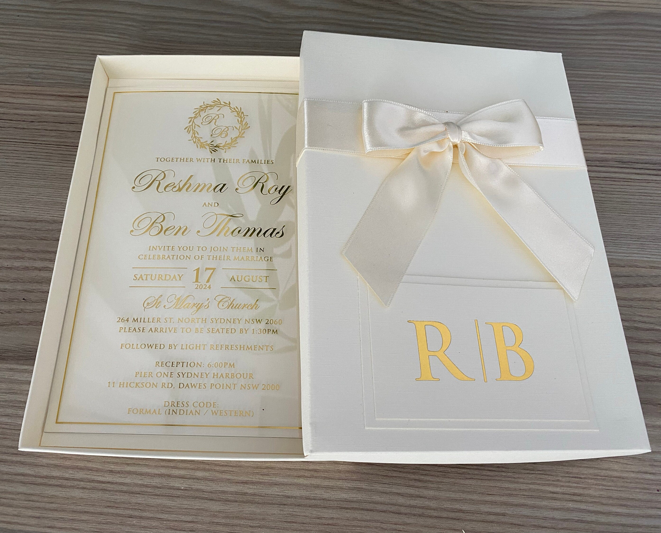 Ivory Invitation Box, Boxed Invitation, Invitation Box With Ribbon and ...