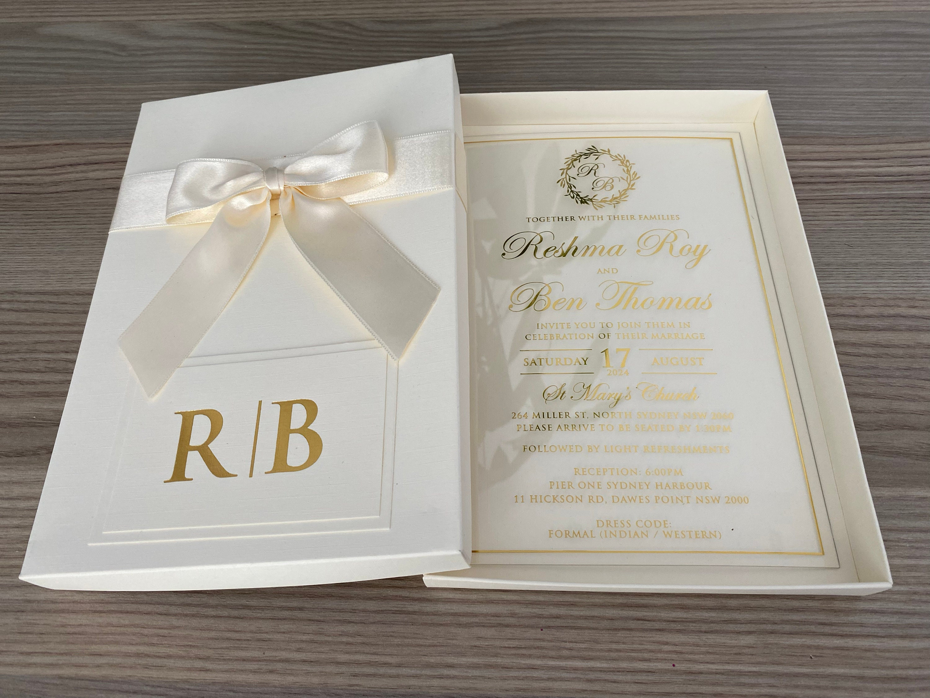 Ivory Invitation Box, Boxed Invitation, Invitation Box With Ribbon and ...