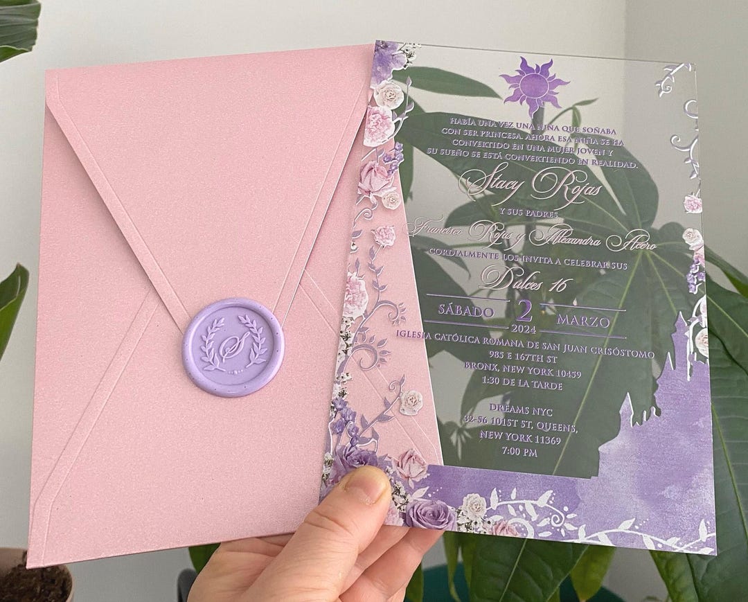 Tangled Invitation, Quinceañera, Sweet Sixteen, Rapunzel, Pink Pearl ...