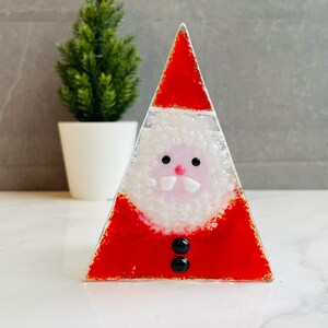 Fused Glass Santa Tea Light Holder, Santa Christmas Table Decoration ...
