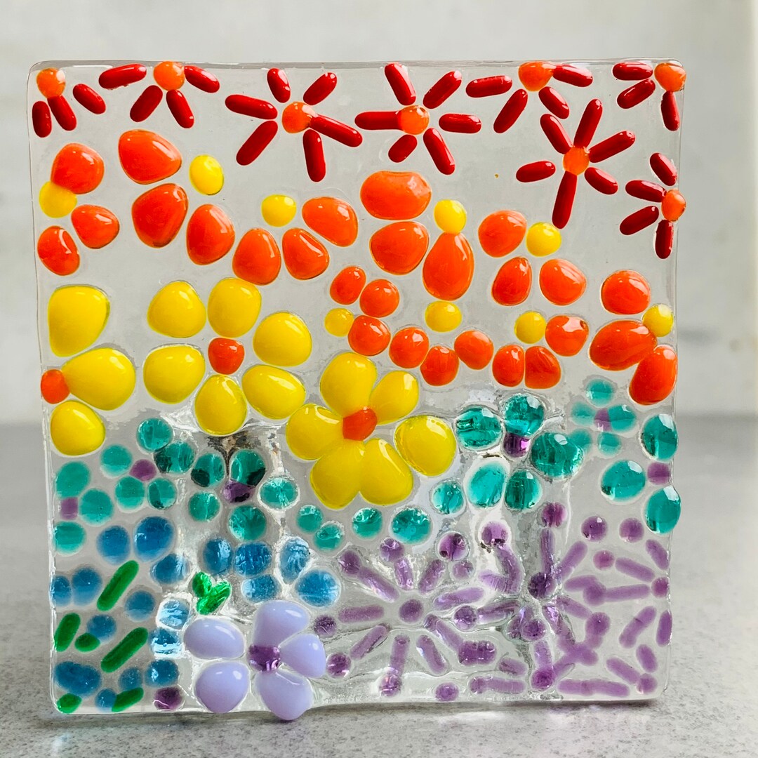 Fused Glass Kit, Craft Kit, Make at Home Glass Tea Light Kit, Flower ...
