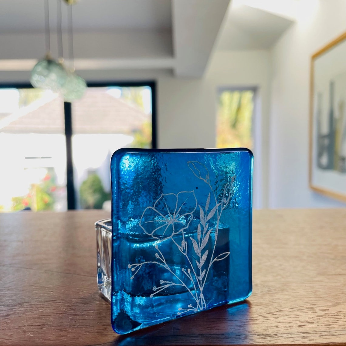 Fused Glass Tea Light: September Birth Flower Morning Glory Gift - Etsy