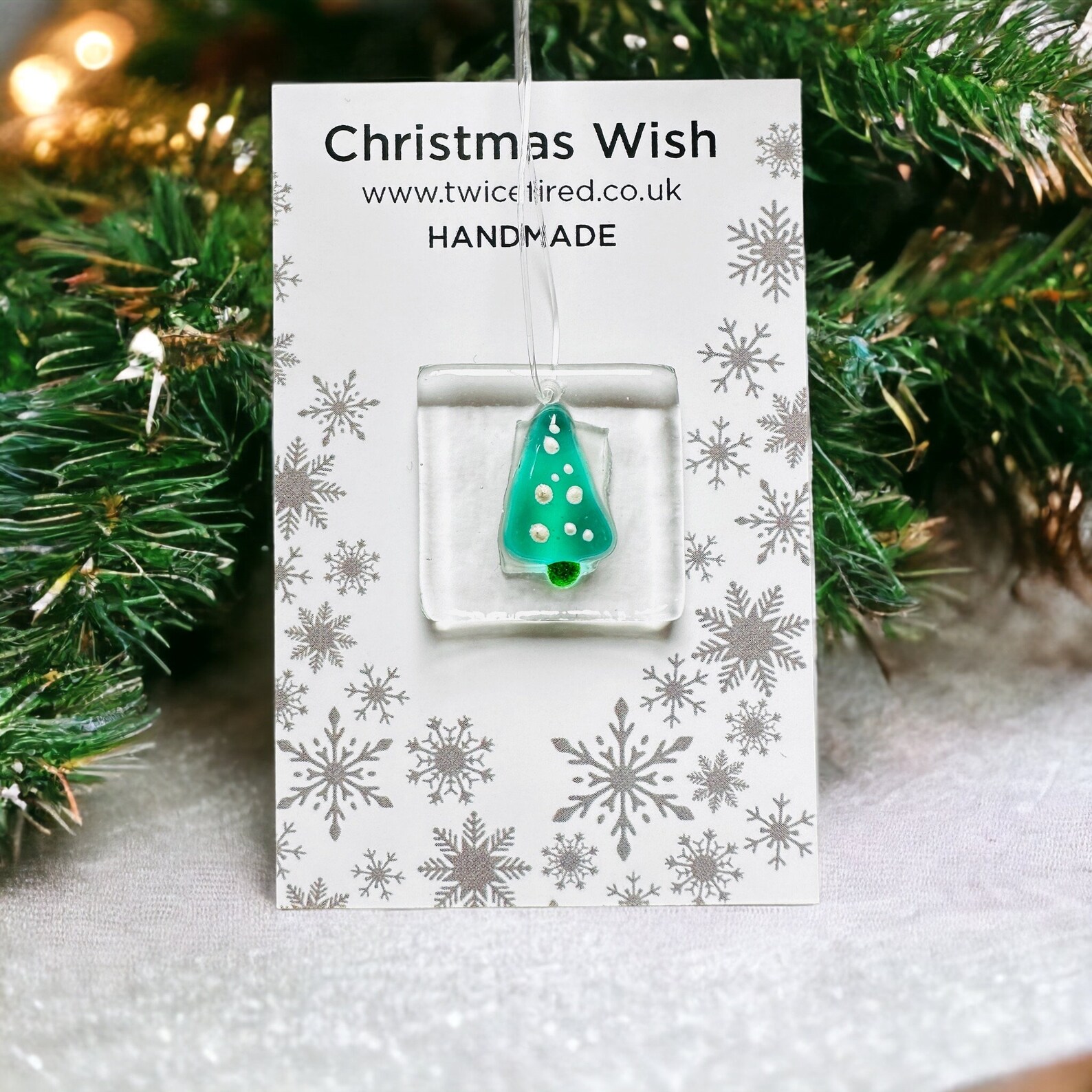 Fused Glass Christmas Tree Token: Handmade Holiday Wish Card - Etsy