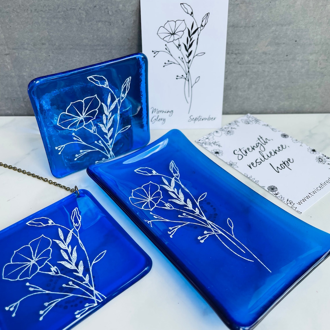 Fused Glass Signed A C Ross Morning Glory