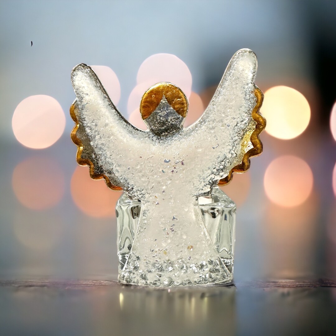 Christmas Angel Tealight Decoration, Fused Glass Angel Tealight Holder ...