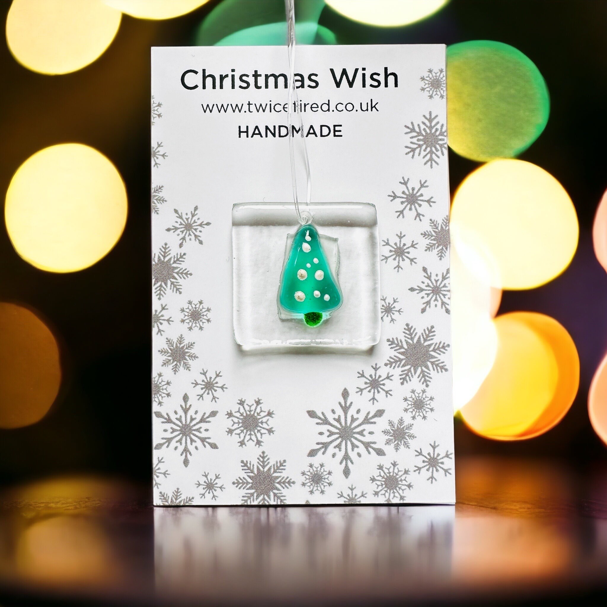 Fused Glass Christmas Tree Token: Handmade Holiday Wish Card - Etsy