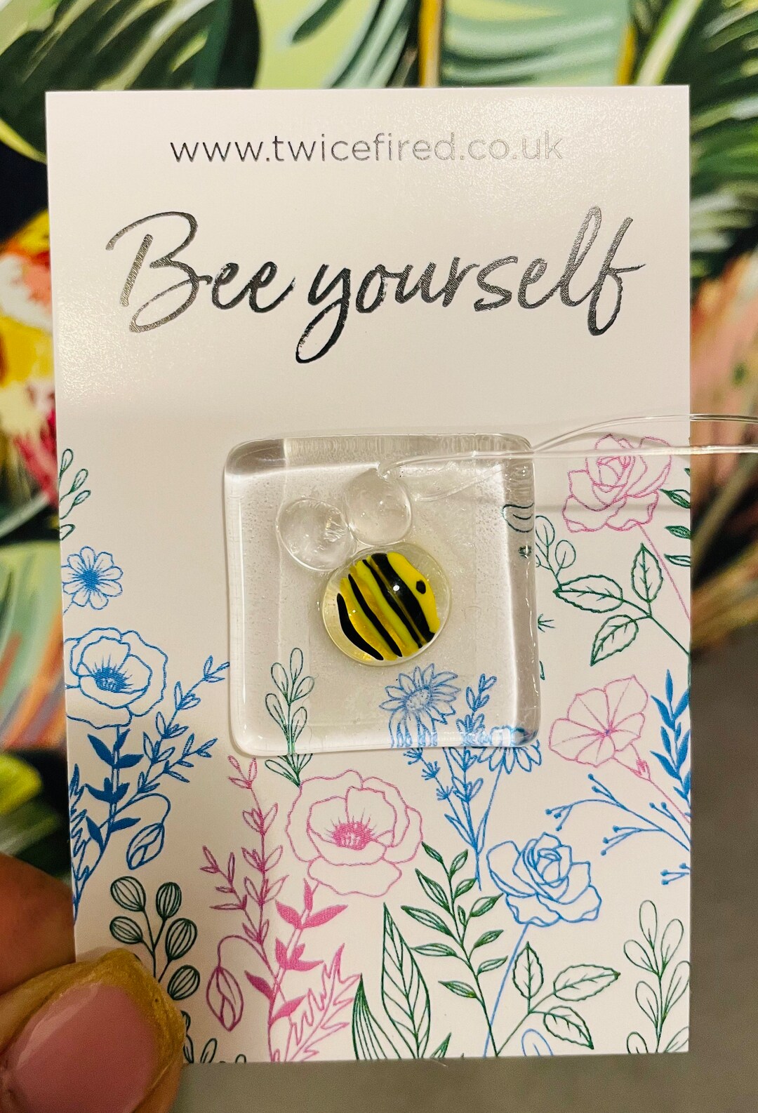 Bee Glass Token Card, Bee Yourself Pocket Token, Glass Bee Hanging Gift ...