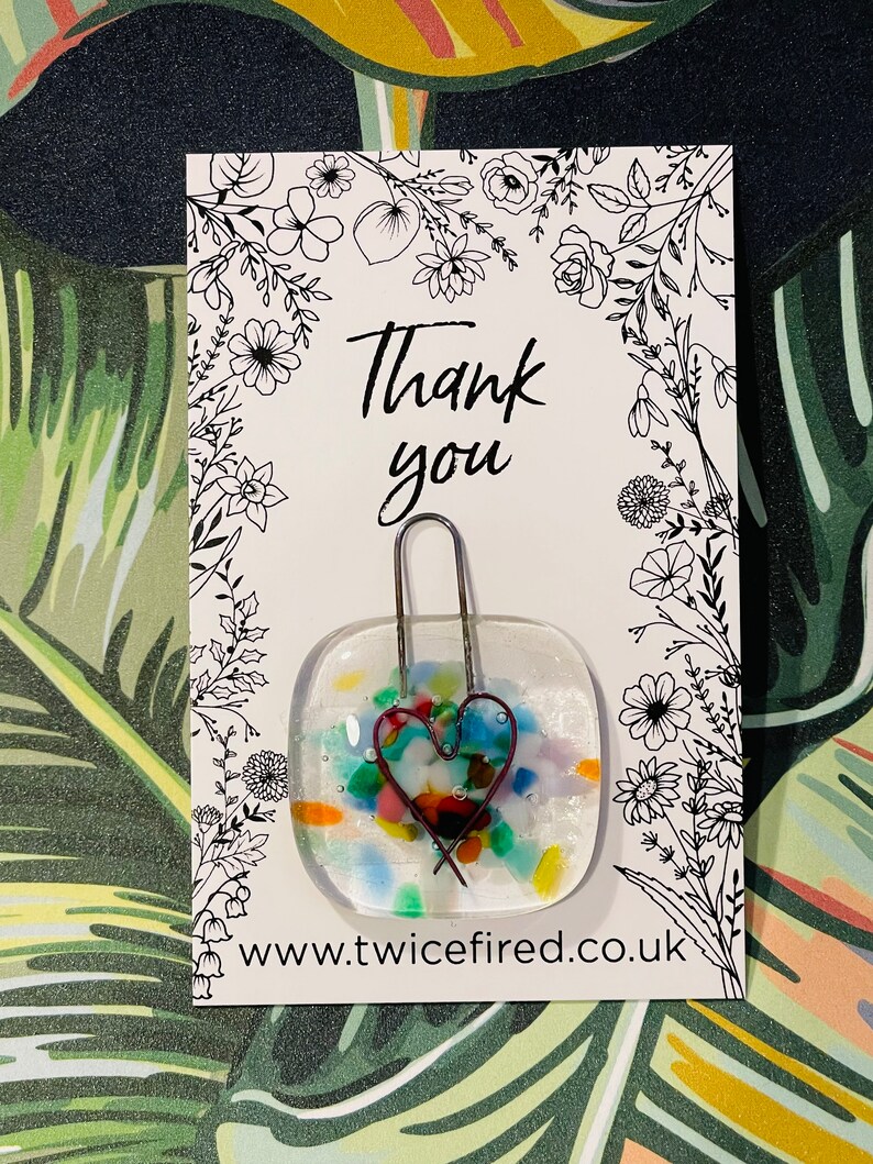 Glass Heart Token Thank You Gift on Card. - Etsy